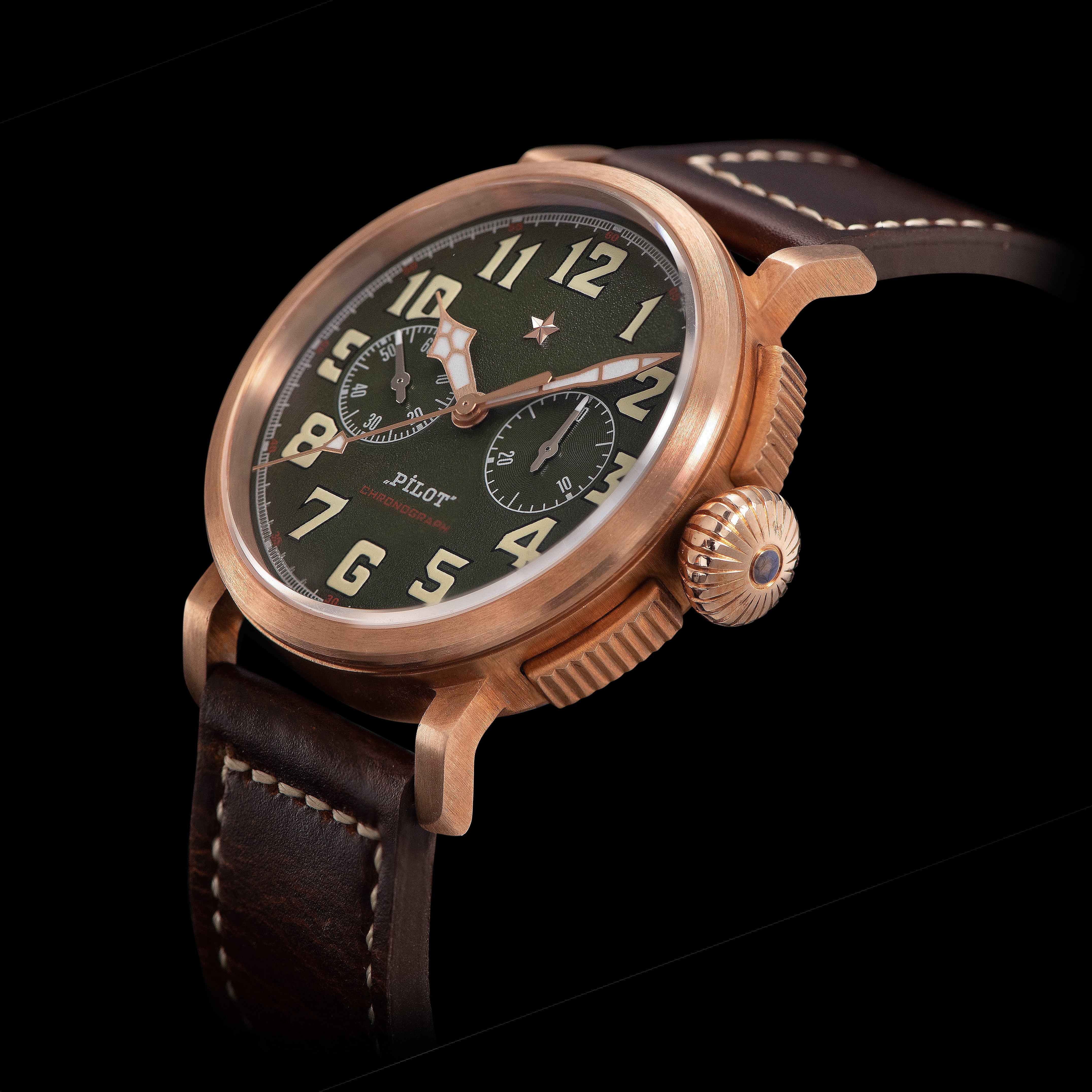 Sugess Pilot Master S409 Green Dial Chronograph CuSn8 Bronze