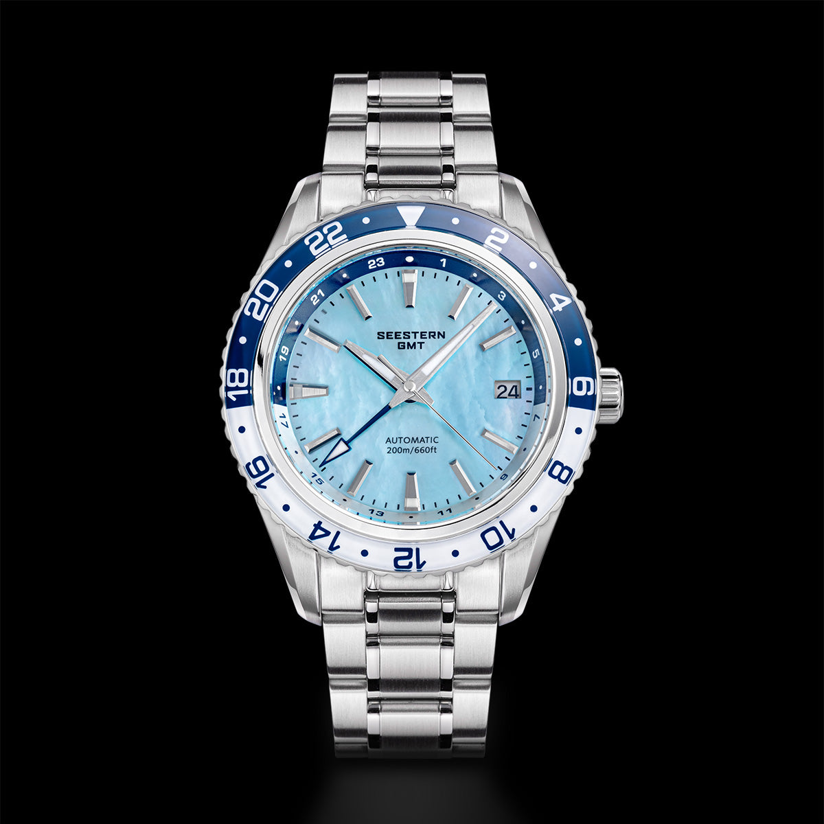 Seestern S456 GMT Automatic Light Blue Pearl Dial Automatic