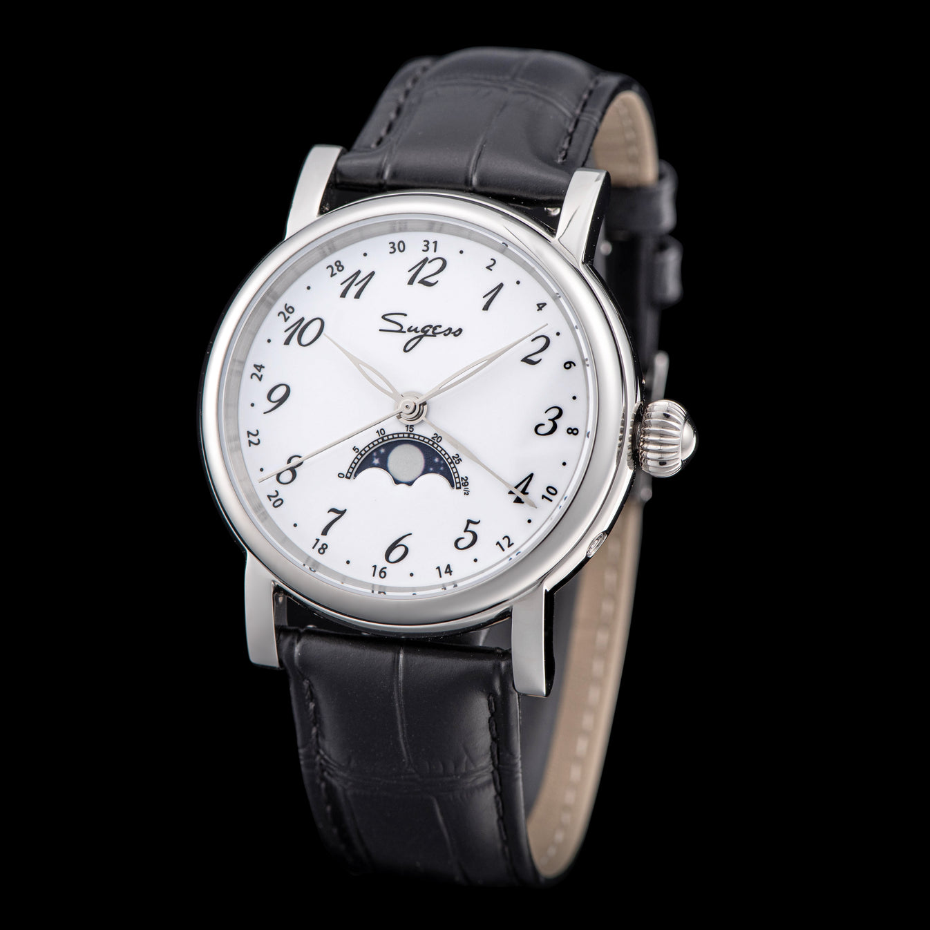 Sugess Luminous Moonphase Seagull ST2108 Movement Watch SU2108SK ...