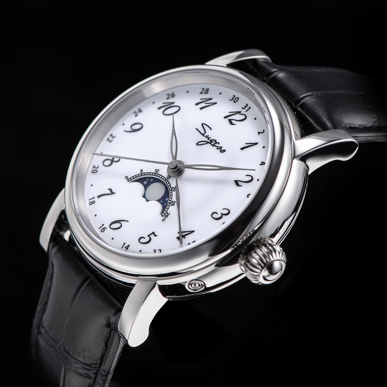 Sugess Luminous Moonphase Seagull ST2108 Movement Watch SU2108SK ...