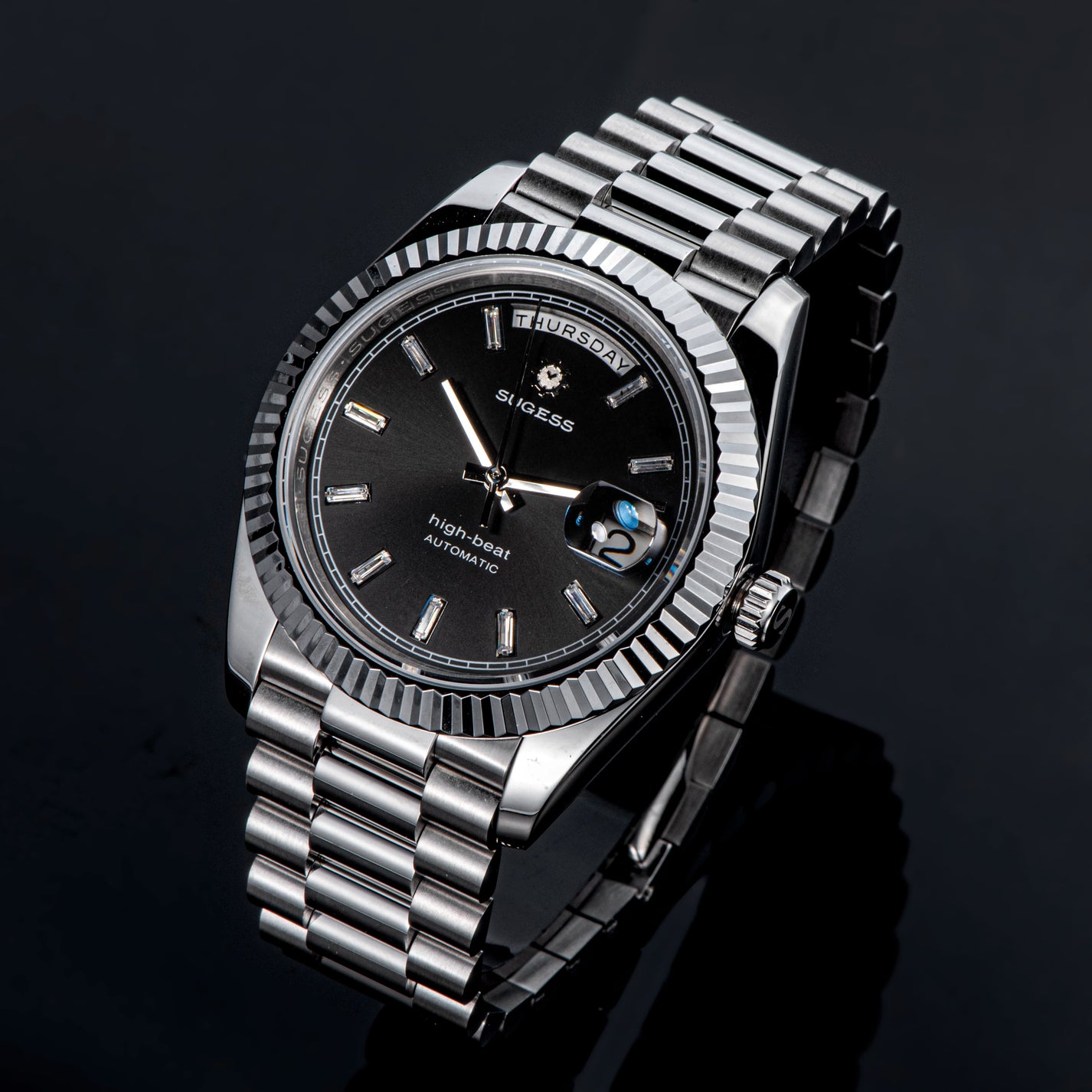 Heritage S433 433 DD Date and Day Display Automatic Stainless-Steel – Sugess Watch