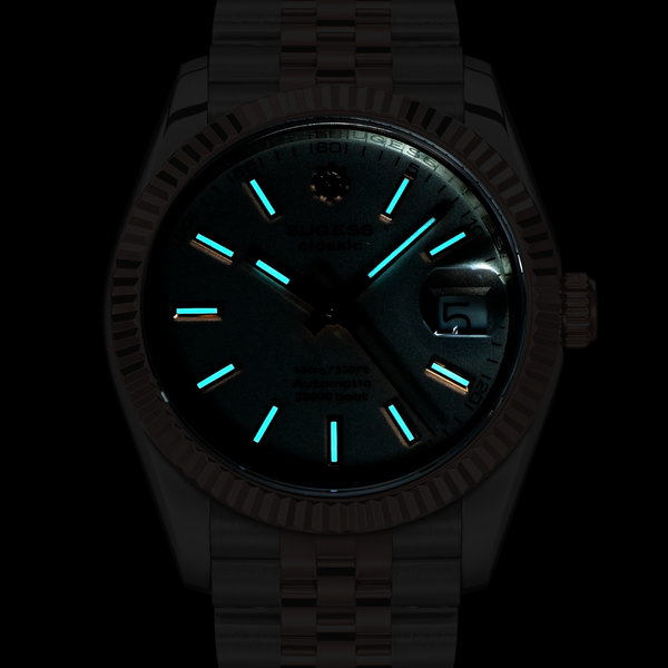 Automatic Classic S447 White Dial Rose Gold Two Tone Fluted Bezel Jubi