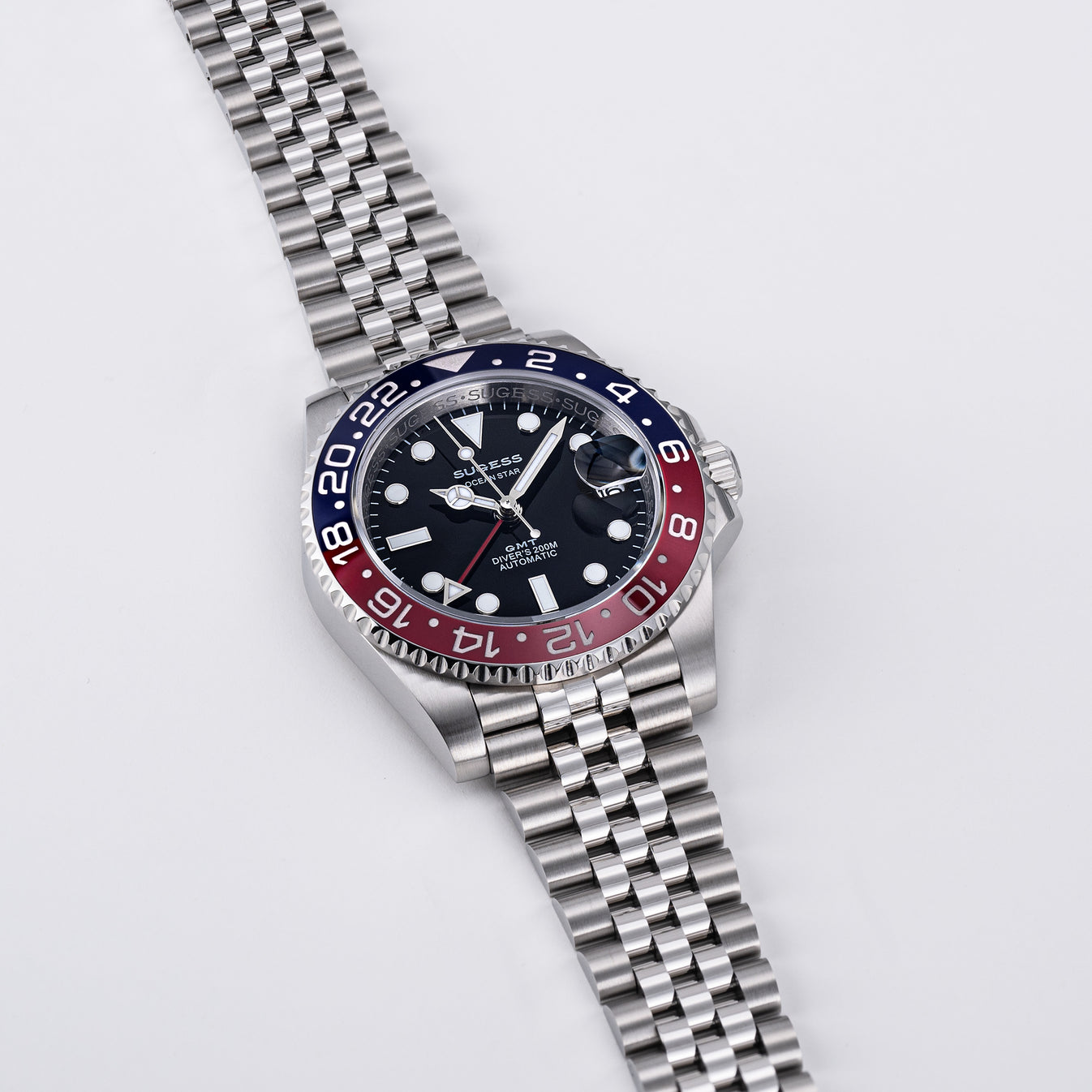 Sugess GMT Diver's Stainless Steel Ceramic Bezel High Beat 28,800 Bph ...