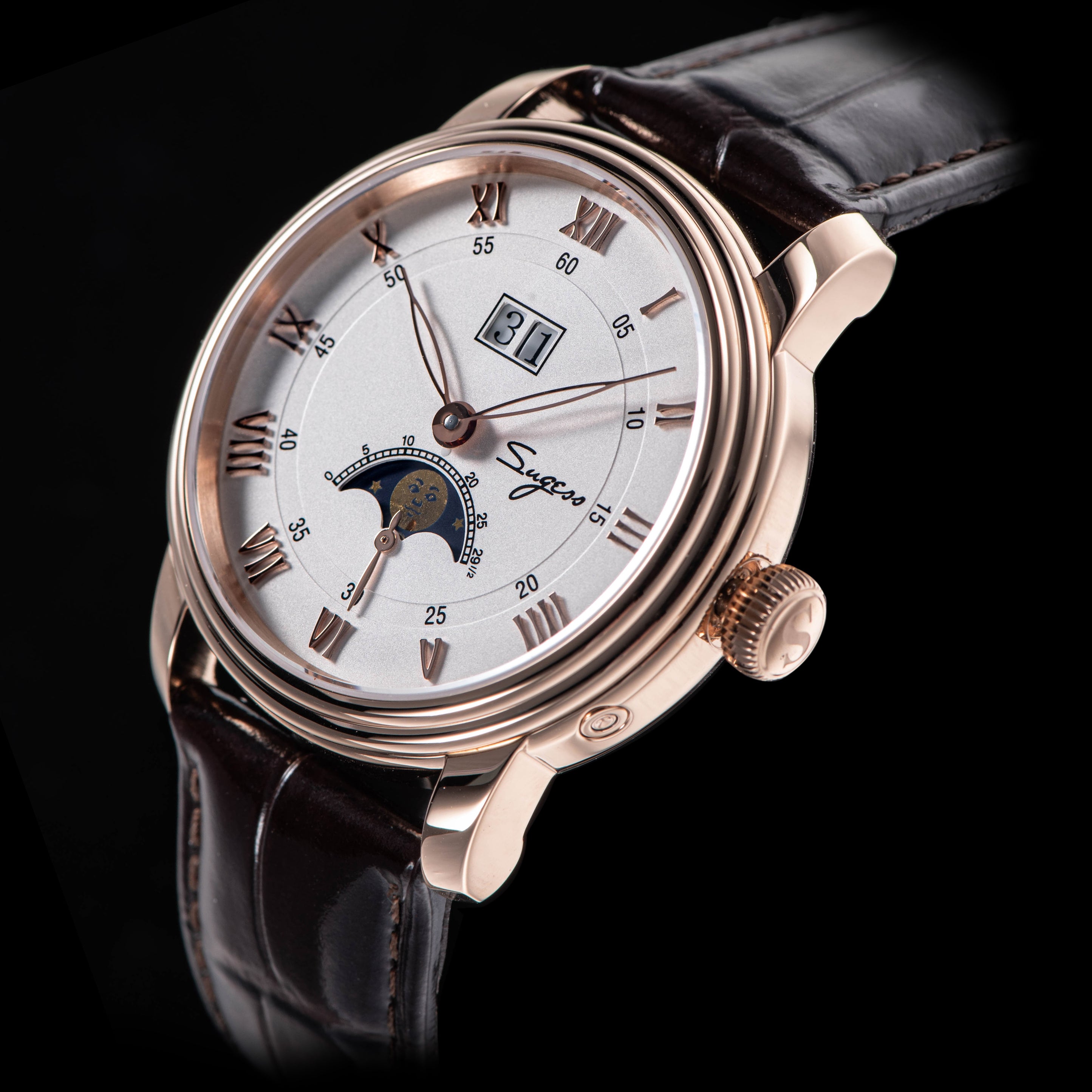 Sugess Luminous Moonphase Seagull ST2108 Movement Watch SU2108SK ...