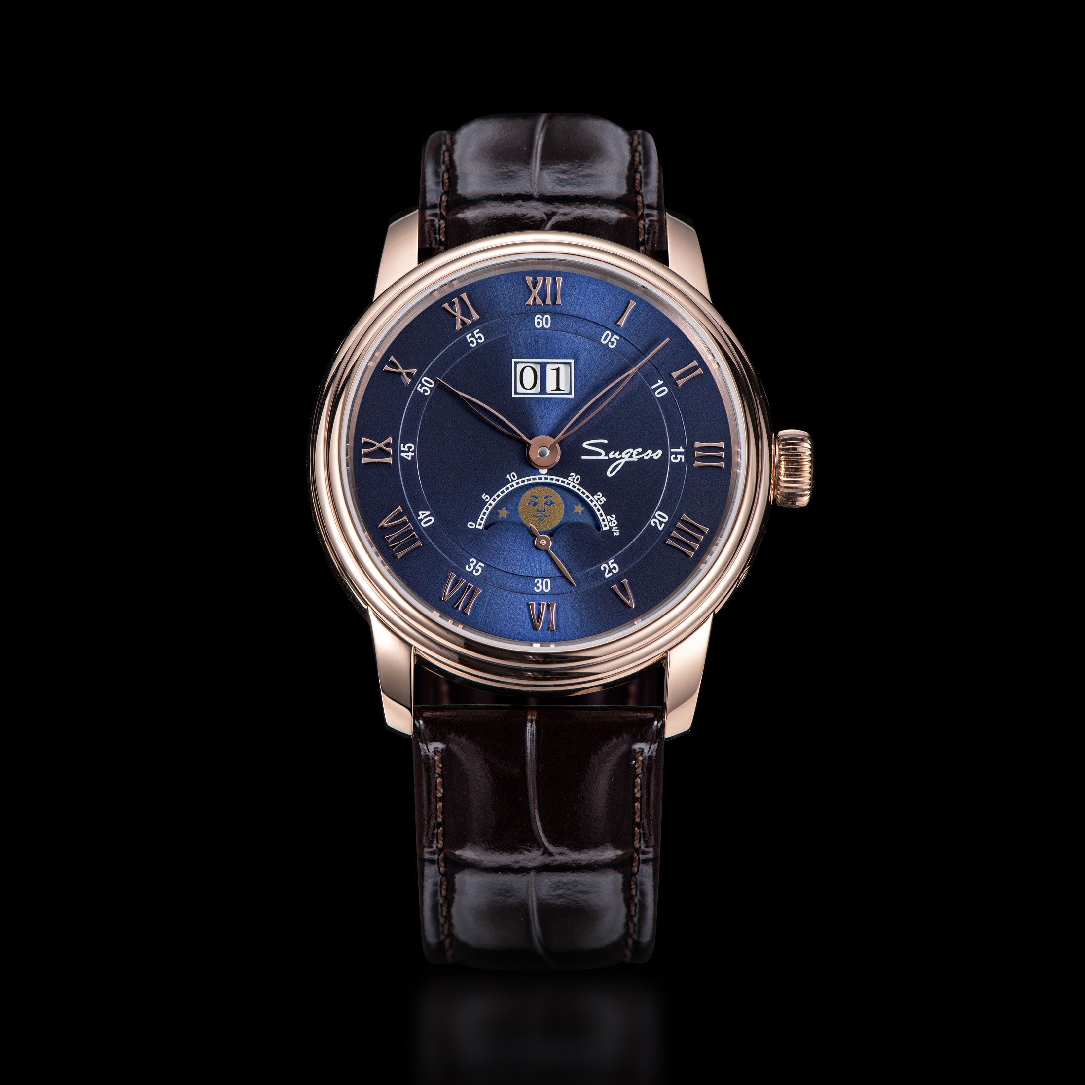 Sugess Luminous Moonphase Seagull ST2108 Movement Watch SU2108SK ...