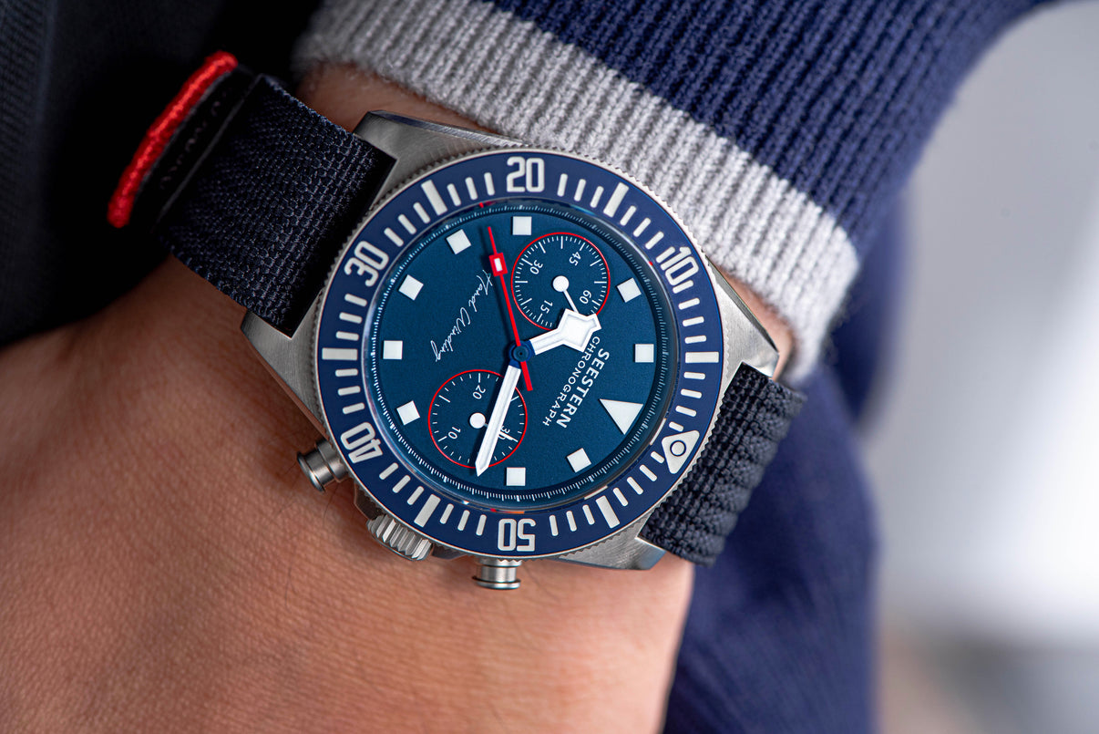 Seestern Chrono S445 445 Chronograph Blue Dial ST19 Movement Blue ...