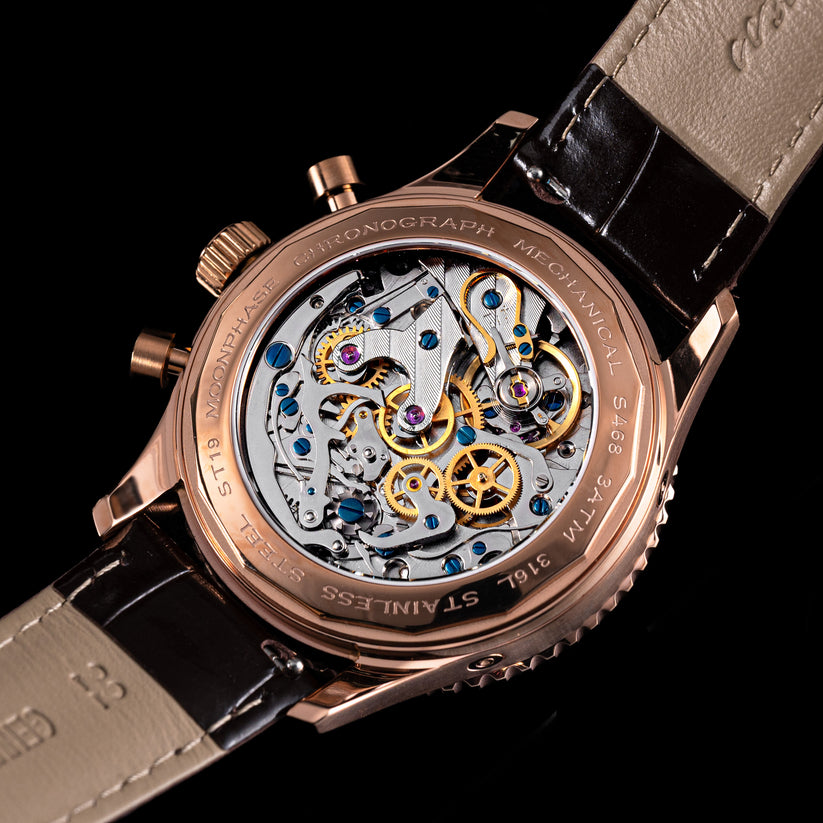 MoonPhase Chrono Master S468 Rose Gold Case Rose Black Dial