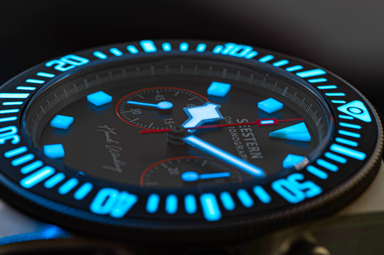 Seestern Chrono S445 445 Chronograph Blue Dial ST19 Movement Blue ...