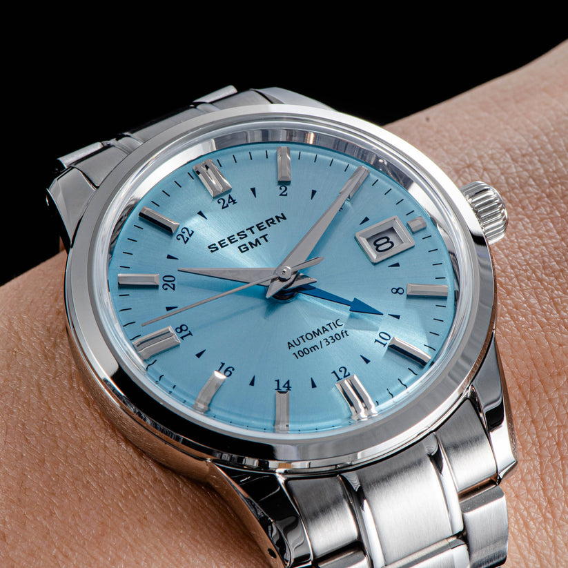 Seestern S446 GMT Watch Ice Blue Dial (Seiko NH34 GMT movement ...