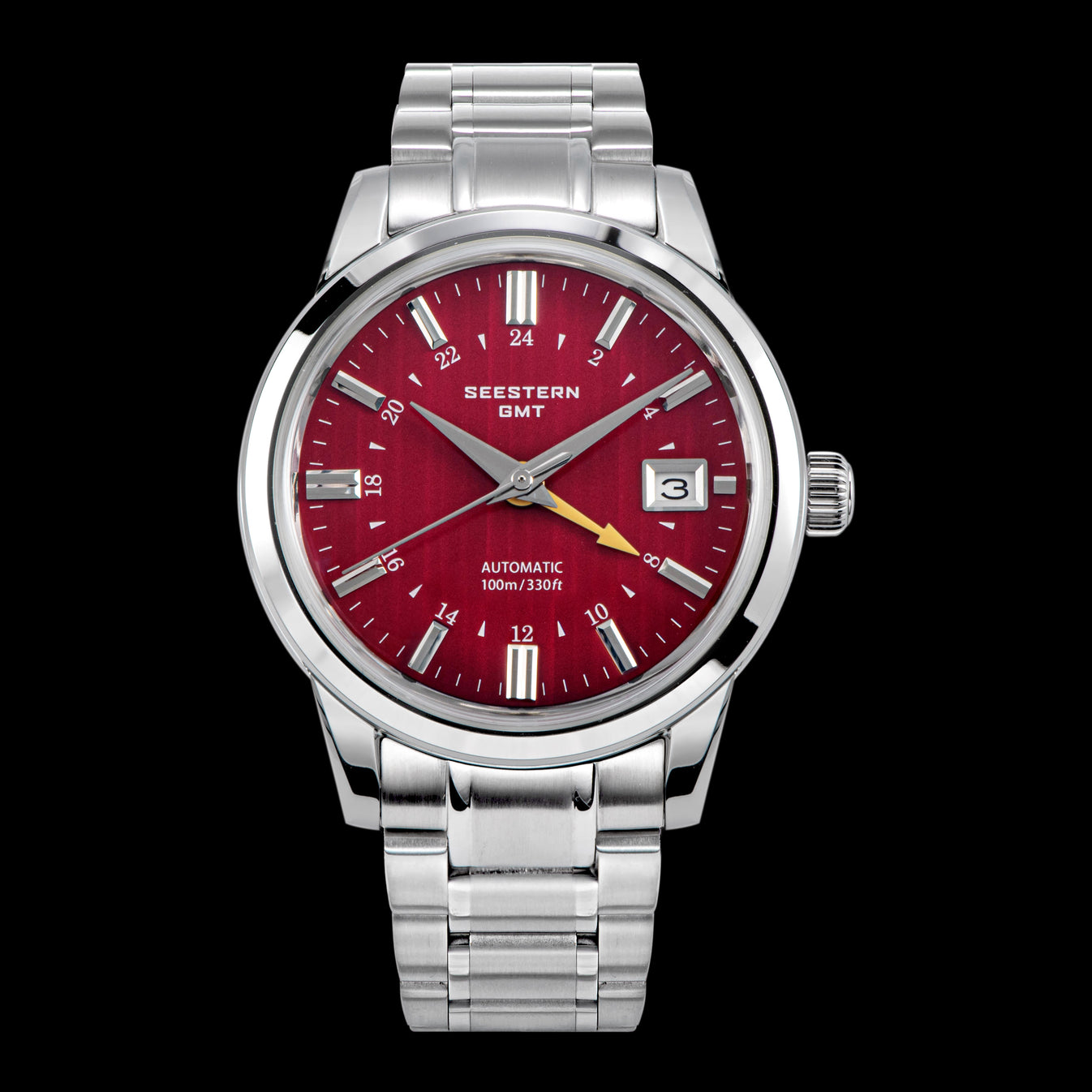 Seestern S446 GMT Watch Red Dial (Seiko NH34 GMT movement) – Sugess Watch