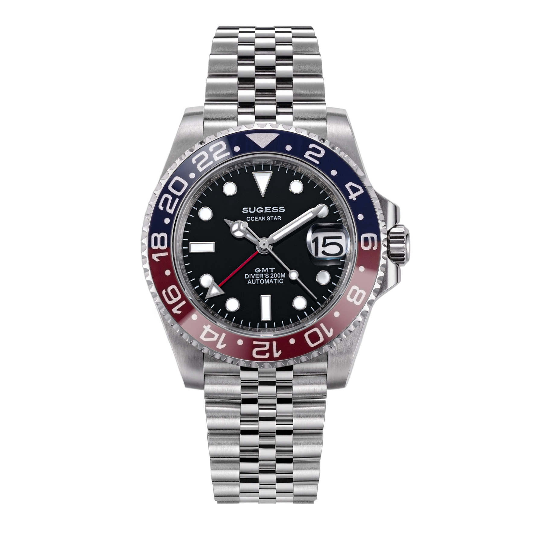 Sugess GMT Diver's Stainless Steel Ceramic Bezel High Beat 28,800 Bph ...