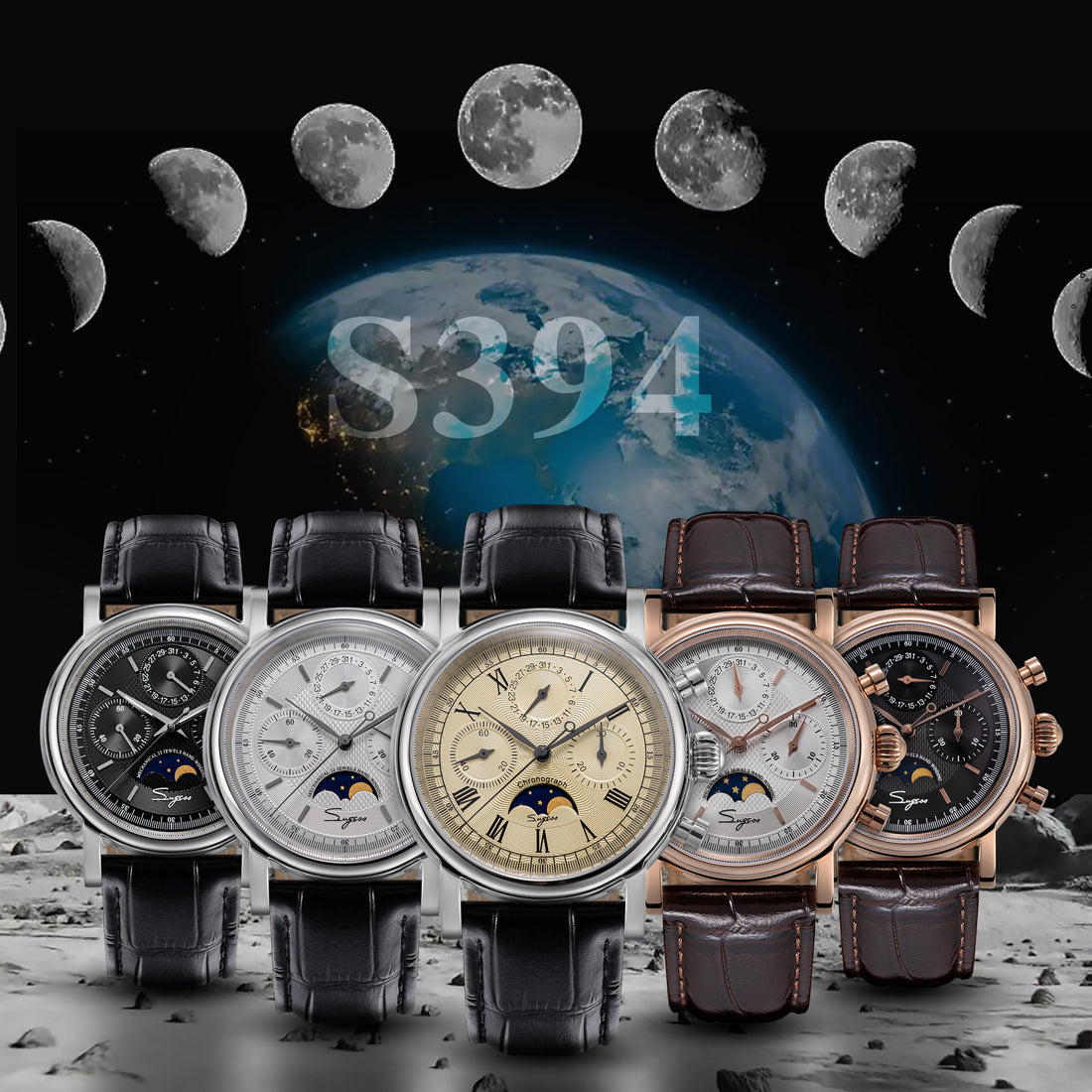 Sugess Moonphase Seagull ST1908 Movement Watch SU1908SW