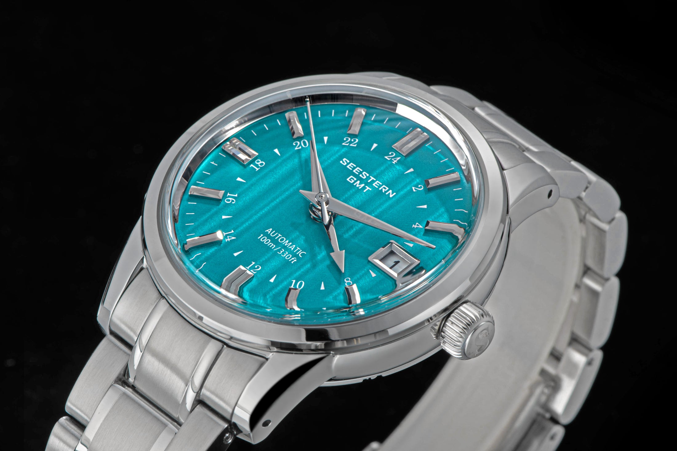 Seestern S446 GMT Watch Light Green Dial (Seiko NH34 GMT movement ...