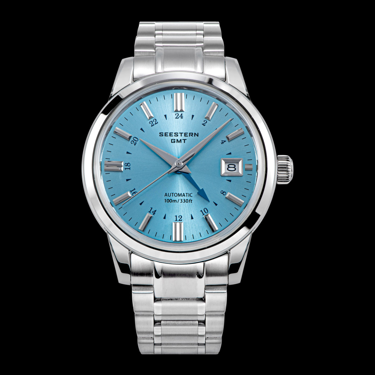 Seestern S446 GMT Watch Ice Blue Dial (Seiko NH34 GMT movement ...