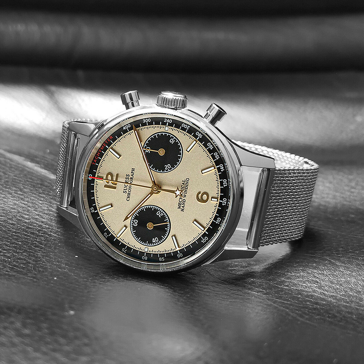 Sugess Panda Chronograph Watch Swan-Neck Precision Model SUPAN001SN