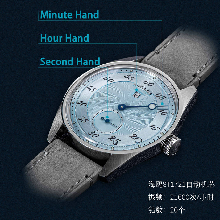 Automatic S451-1 Light Blue Dial Jumping Hour One Pointer Stainless St