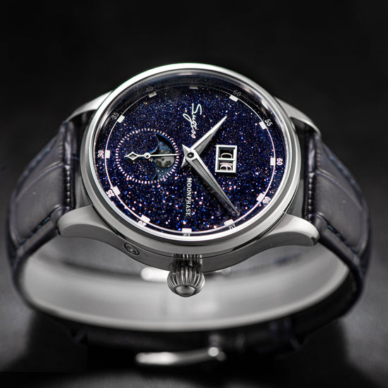 Sugess MOONPHASE MASTER Blue Gold Stone Star Dust Dial Moonphase ...