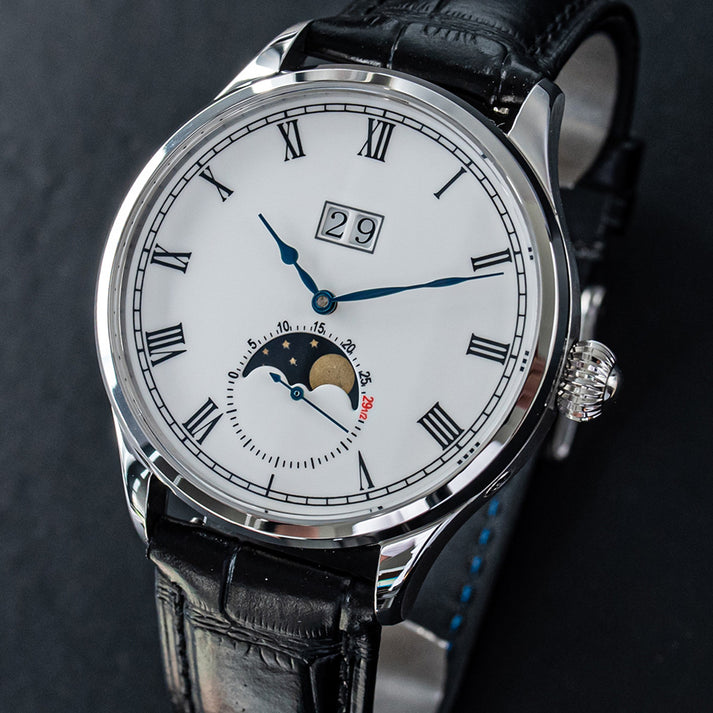 Sugess MOONPHASE MASTER Enamel Dial Moonphase Seagull ST2528 Movement ...