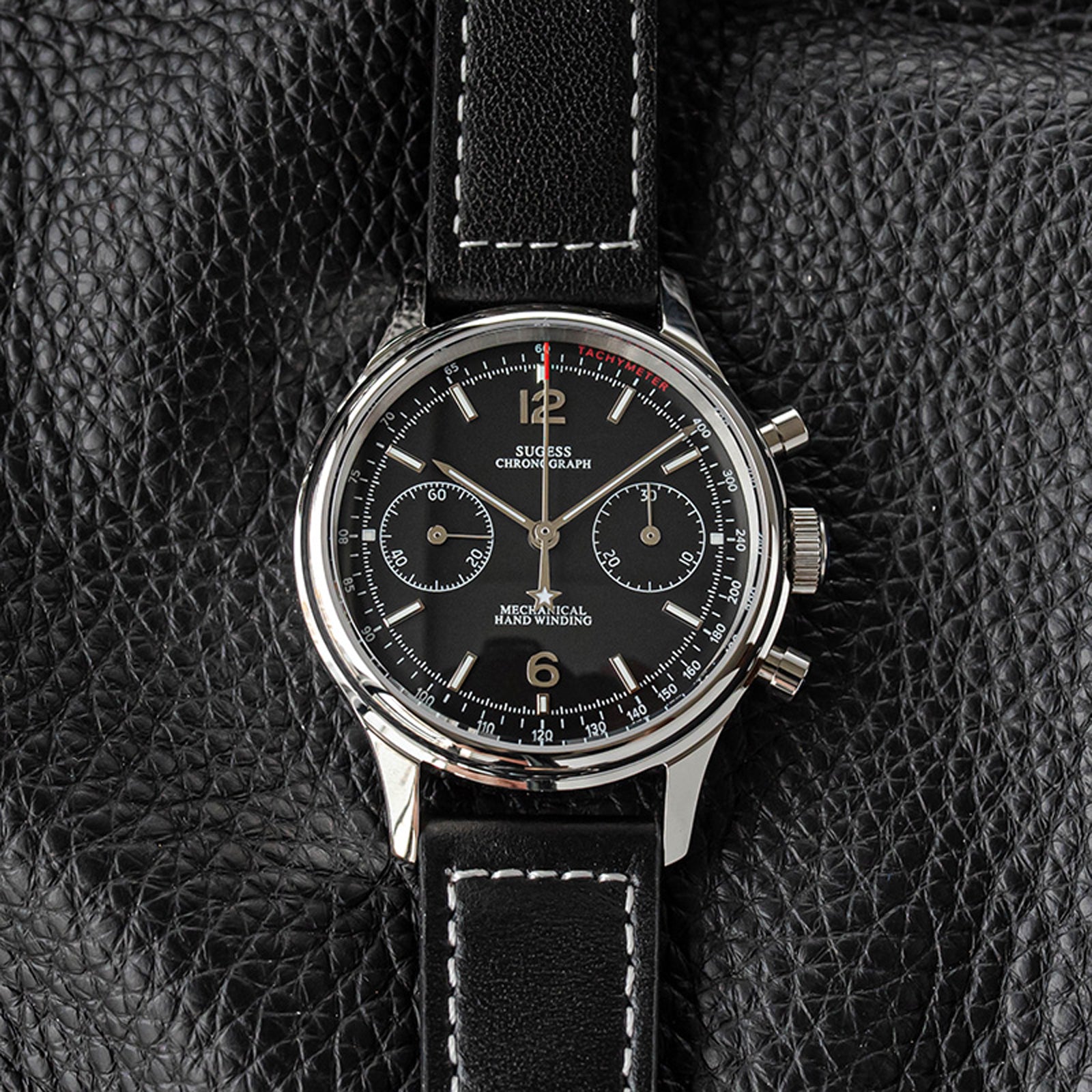 Sugess Panda Chronograph Watch Swan-Neck Precision Model SUPAN003SN