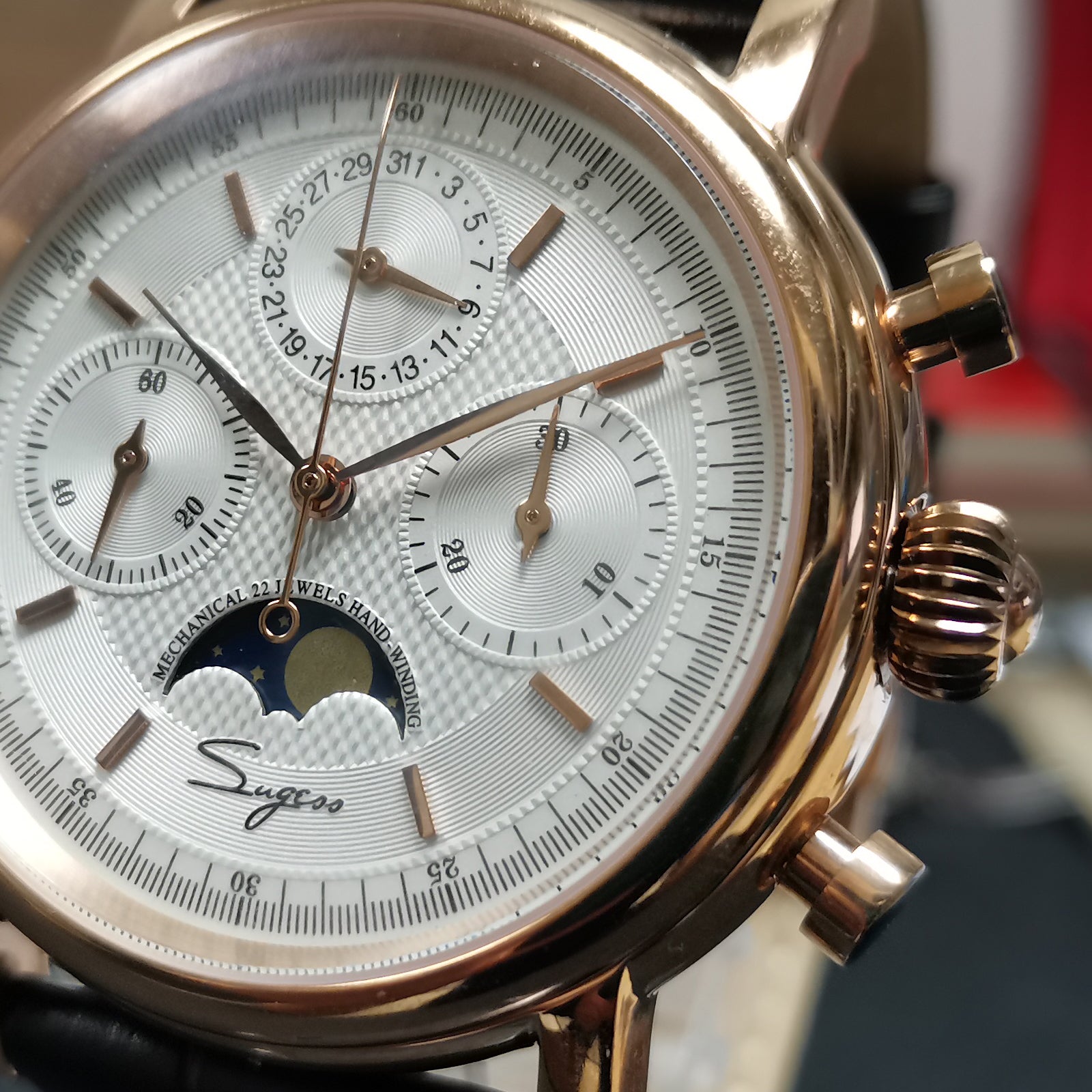 Sugess Moonphase Seagull ST1908 Movement Watch SU1908GK