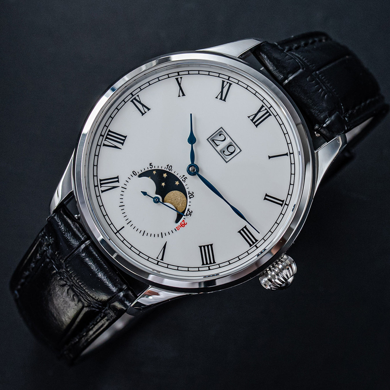 Sugess MOONPHASE MASTER Enamel Dial Moonphase Seagull ST2528 Movement ...