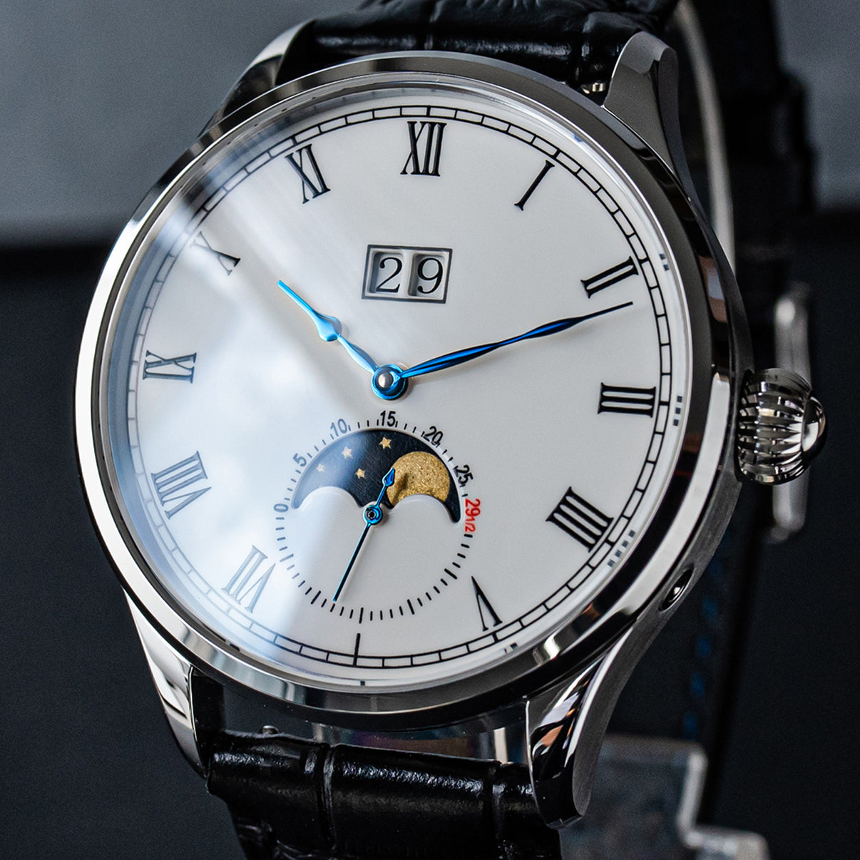 Sugess MOONPHASE MASTER Enamel Dial Moonphase Seagull ST2528 Movement ...