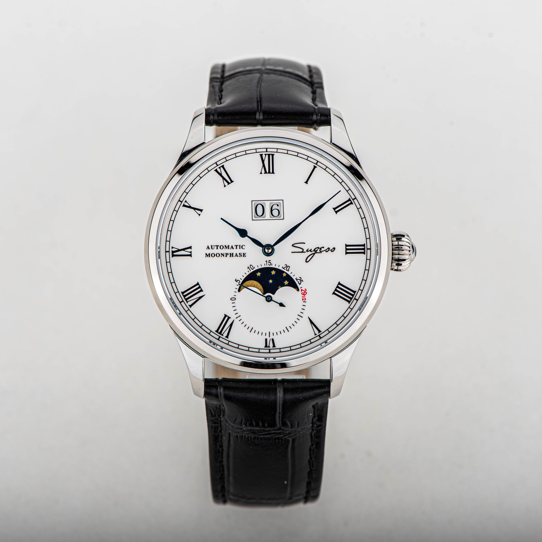 Sugess MOONPHASE MASTER Enamel Dial Moonphase Seagull ST2528 Movement ...
