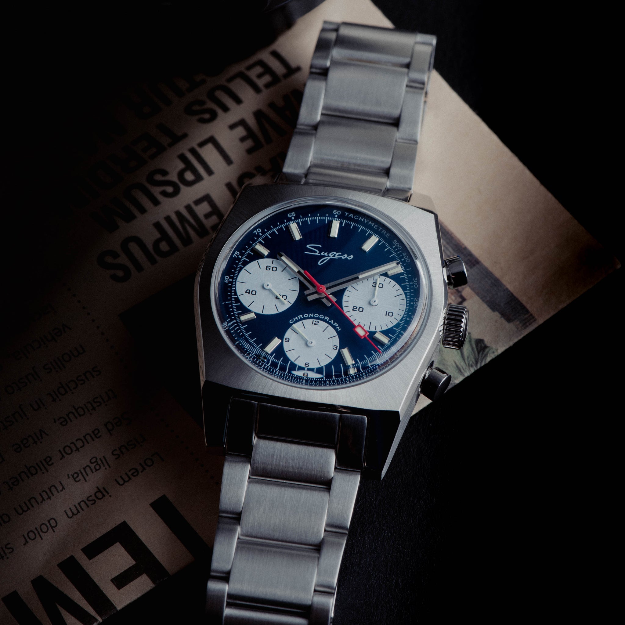 Sugess 40mm 1963 Mineral Glass Seagull ST1901 Movement Chronograph ...