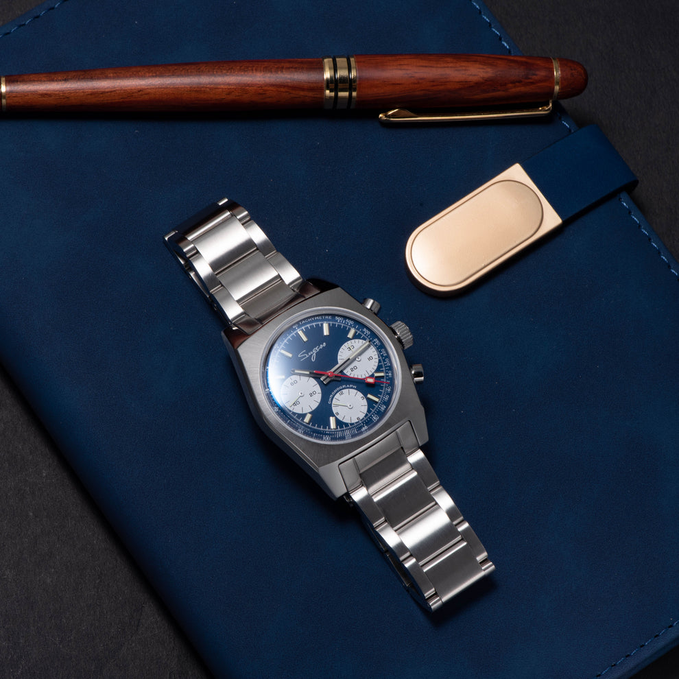 Chrono Heritage S419 Chronograph Blue Panda Dial – Sugess Watch